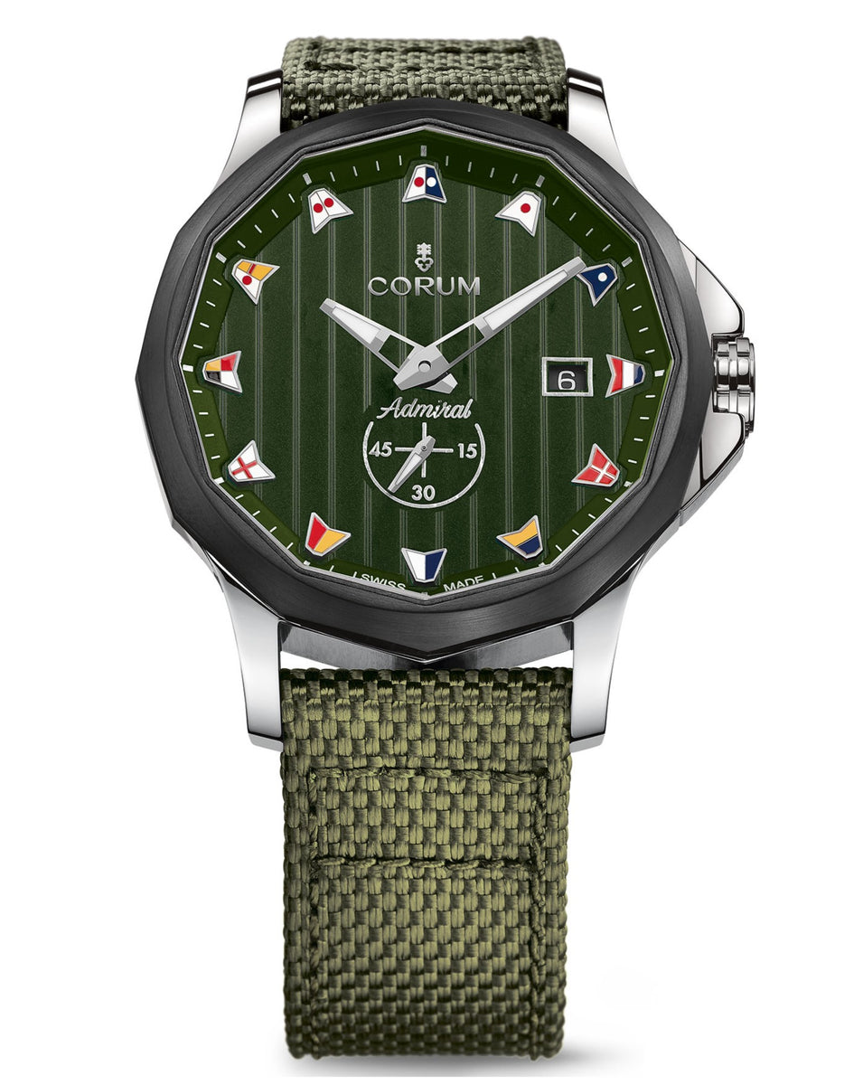 Corum Admiral Legend, 42mm Stainless Steel, Green, Nato Strap