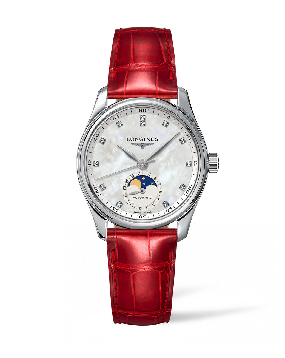 Longines Master Collection Moonphase, 34mm, Auto, Red Strap
