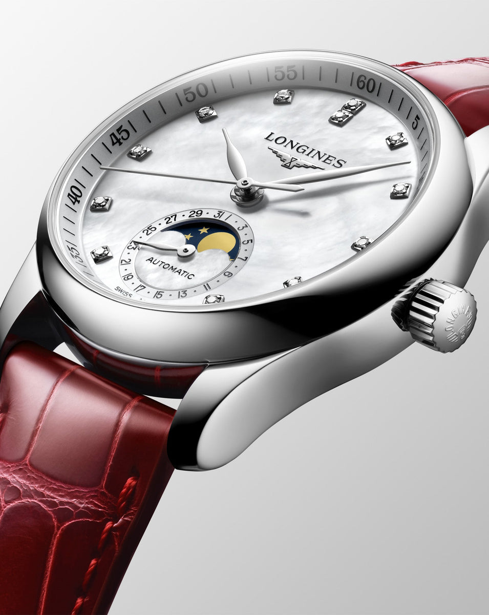 Longines Master Collection Moonphase, 34mm, Auto, Red Strap