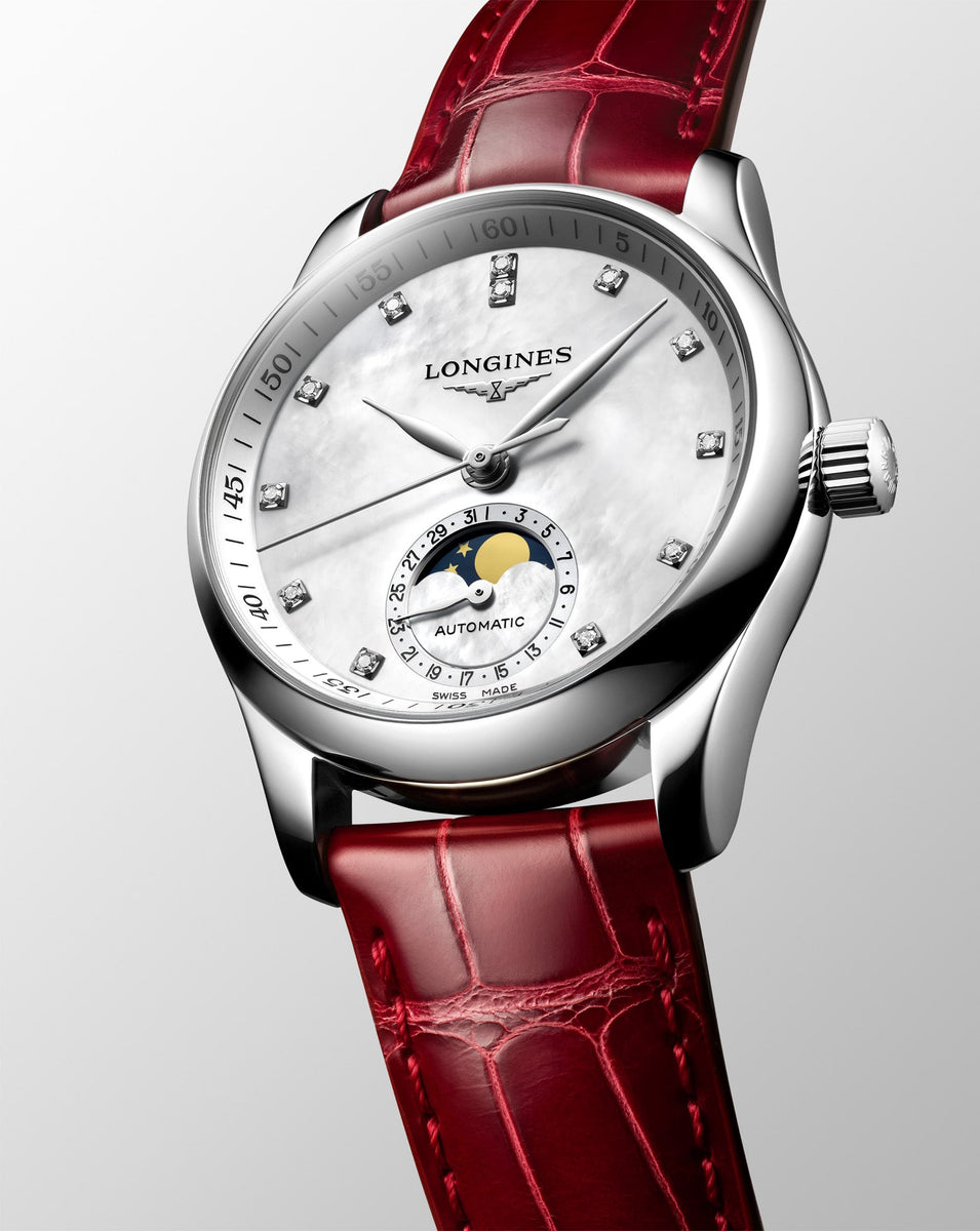 Longines Master Collection Moonphase, 34mm, Auto, Red Strap